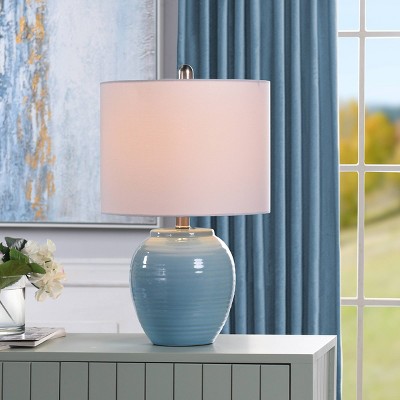 Table Lamp Light Blue Crackle - Stylecraft: Ceramic Body, White Linen ...