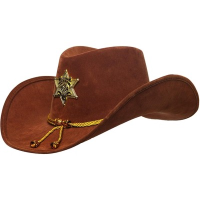 Underwraps Brown Sheriff Hat With Gold Star & Tassels Adult Costume ...