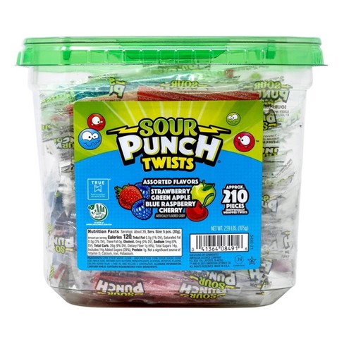 Sour Punch Twists 4 Flavor Tub - 41.44oz/210ct : Target
