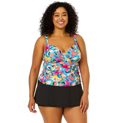Anne Cole Plus Women's Plus Amalfi Floral Twist Front Underwire Tankini ...