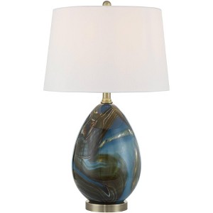 360 Lighting Swirl 22 1/2" High Blue Art Glass Table Lamp with Dimmer ...