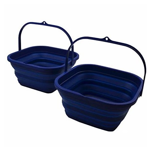 Sammart 5.5l (1.4 Gallon) Set Of 2 Collapsible Square Handy Bucket ...