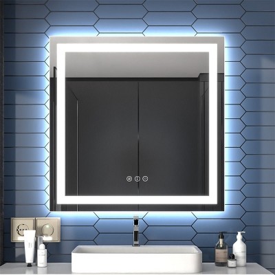 Exbriteusa Large Tempered Glass Led Dimmable Anti-fog Bathroom Vanity ...