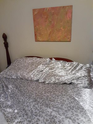 Queen Printed Satin Sheet Set Gray Leopard : Target