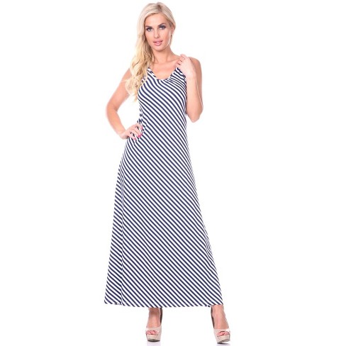Women's Backless Striped Maxi Dress - White Mark : Target