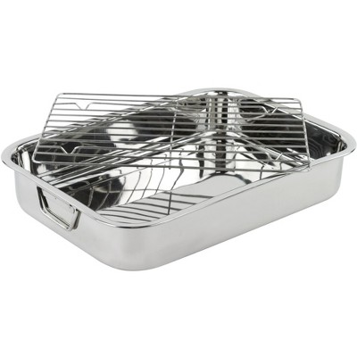 Lexi Home 16 Inch Stainless Steel Roasting Pan With Rack : Target