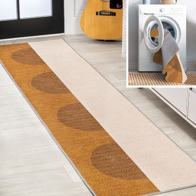 2' X 8' Chayton Minimalist Geometric Machine-washable Runner Rug, Rust ...