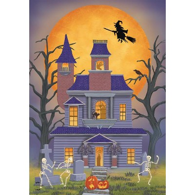 Haunted House Party Halloween House Flag Full Moon Witch 28"x40 ...