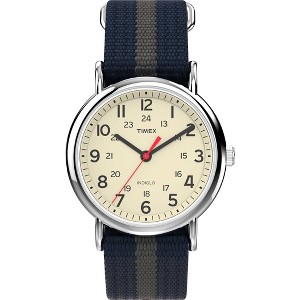 Men's Timex Weekender Watch with Fabric Strap - Silver/Blue T2N654 : Target
