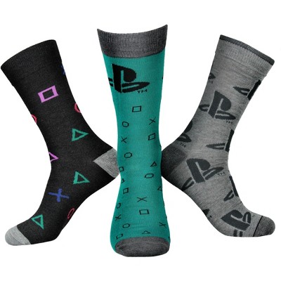 Playstation Socks Men's Video Game Gaming Logo Patterns 3 Pack Crew ...