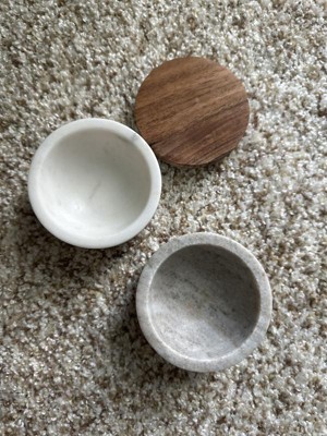 3pc Marble Stacking Salt & Pepper Cellar White/warm Gray - Hearth ...