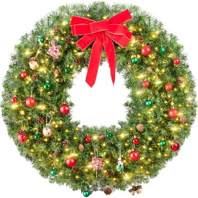 Yaheetech 48in Artificial Christmas Wreath Holiday Accent Decoration ...