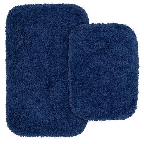 2pc Serendipity Shaggy Washable Nylon Bath Rug Set Navy - Garland: Non ...