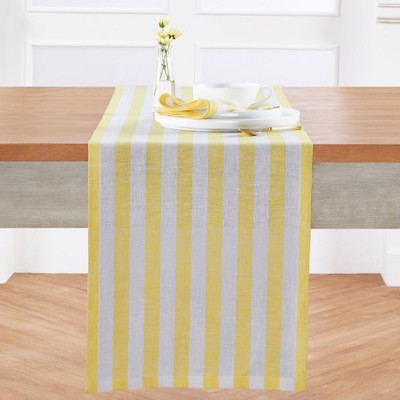 Solino Home Stripe Linen Yellow And White Table Runner For Valentine's ...