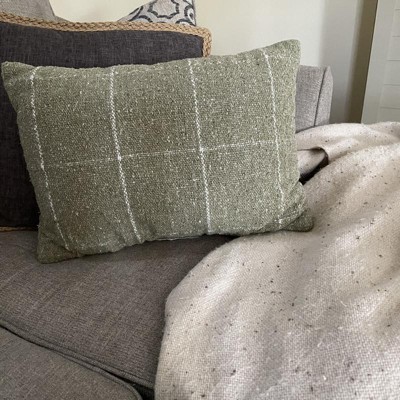 Oblong Windowpane Woven Decorative Throw Pillow Green - Threshold™ : Target