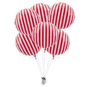 Fun Express Red Striped 18" Mylar Balloons - 6 Pc. : Target