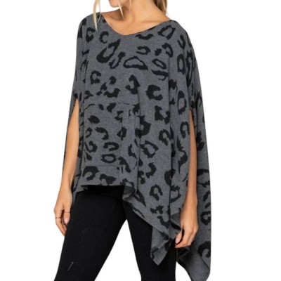 Women's Leopard Knit Kangaroo Pocket Top - Oddi : Target