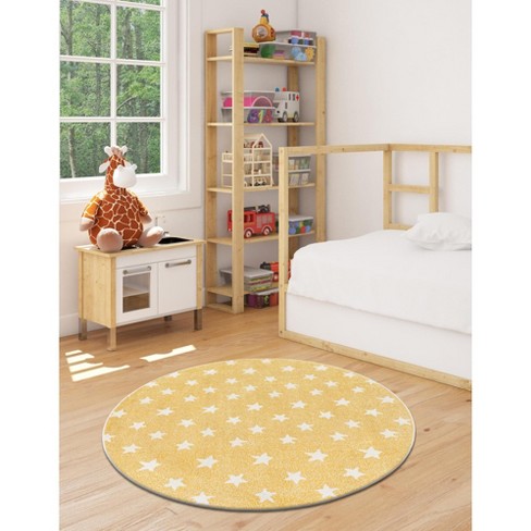 Unique Loom Whimsy Kids Collection Area Rug - Stars (6' 1" Round Soft ...