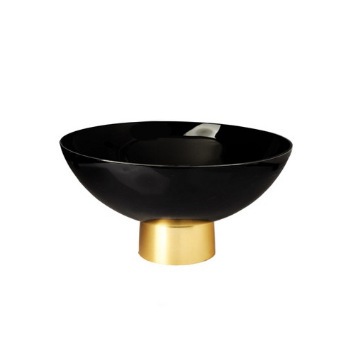 Classic Touch Black Glass Bowl On Gold Base : Target