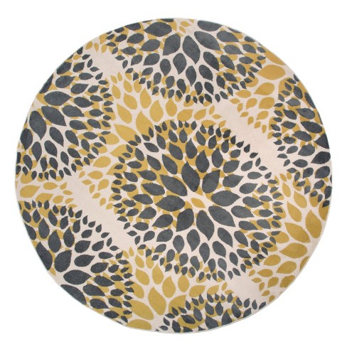 World Rug Gallery Modern Floral Circles Yellow 6'6" Round Rug : Target