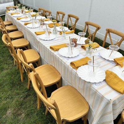 60" X 84" Cotton Striped Tablecloth Yellow - Threshold™ : Target