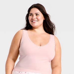 Women's Ribbed Sleep Tank - Wild Fable™ Pink 1X : Target