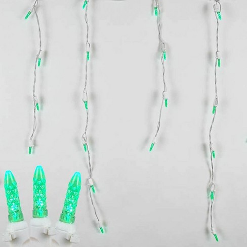 Novelty Lights Green M5 Led Icicle Lights On White Wire 150 Bulbs : Target