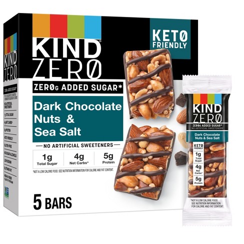 Kind Zero Dark Chocolate Nuts & Sea Salt Bars - 6.2oz/5ct : Target
