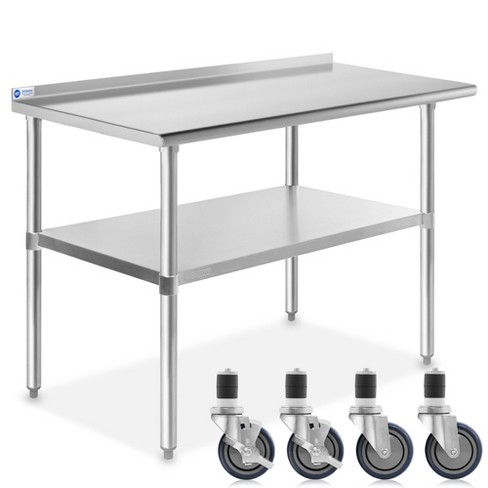 Gridmann Stainless Steel Table With Backsplash & 4 Casters (wheels ...