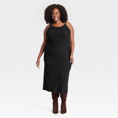 Women's Knit Midi Bodycon Dress - A New Day™ Black 2x : Target