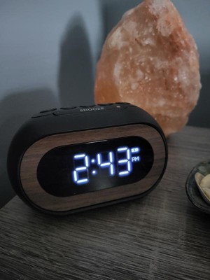 Capsule Alarm Table Clock Black - Capello: Led Display, Wood Accent ...