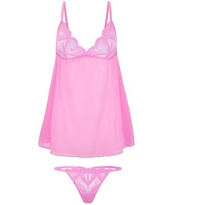 Adore Me Women's Amorata Babydoll Lingerie M / Printed Retro Heart Lace ...