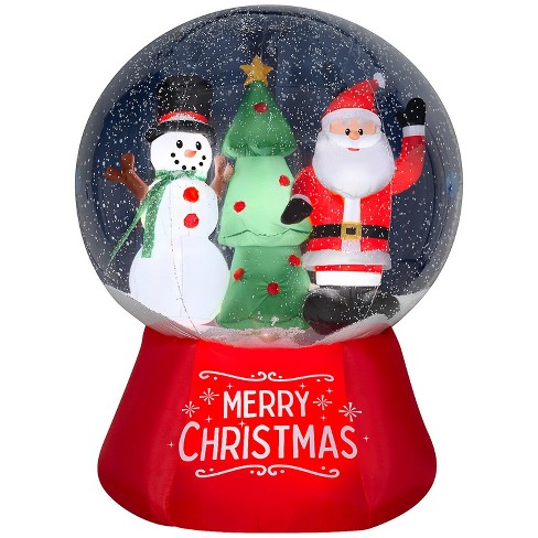Gemmy 6 Ft Airblown® Santa & Snowman Snow Globe With Snow Pellets ...