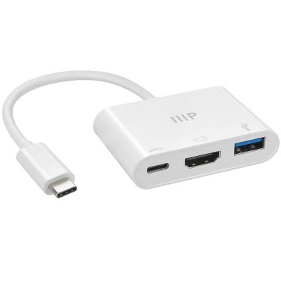 Monoprice 3-in-1 Usb-c To Hdmi Multiport Adapter, Compact, True Plug ...