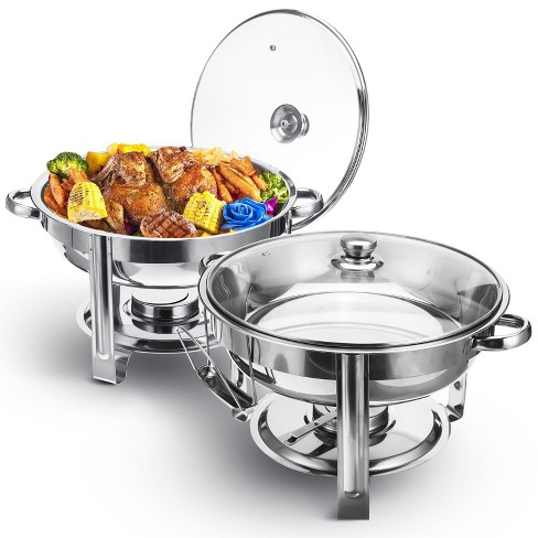 Warmounts 5qt 2-pack Round Chafing Dish Buffet Set Food Warmer With ...
