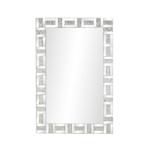 Wood Geometric Wall Mirror Silver - Olivia & May: Large Decorative ...