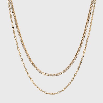 3 Row Chunky Chain Necklace - A New Day™ Gold : Target