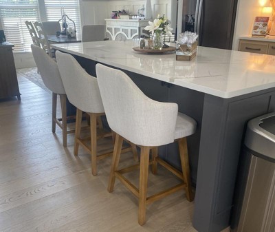 Kinston Swivel Curved Back Upholstered Counter Height Barstool ...