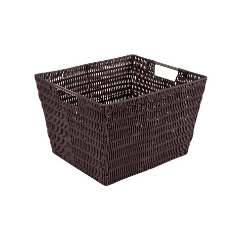 Simplify Large Rattan Tote With Sterling Silver Handles Chocolate ...
