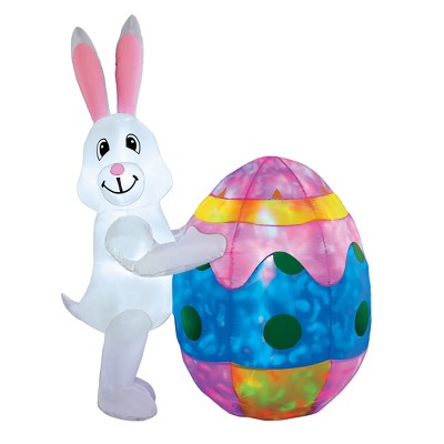 Northlight Easter 5.5' Inflatable Prelit Animated Bunny Basket Outdoor ...