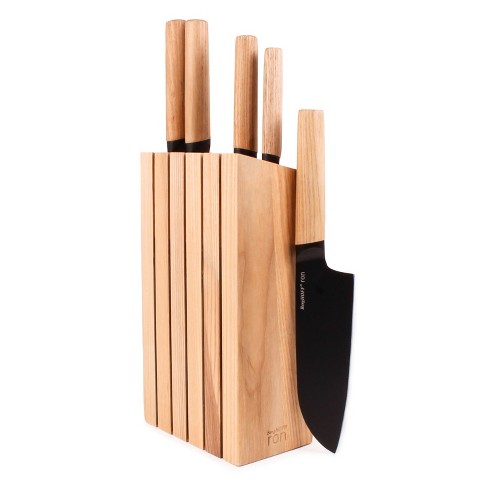 Berghoff Ron 6pc Knife Block Set, Natural Wood Handle, Brown : Target