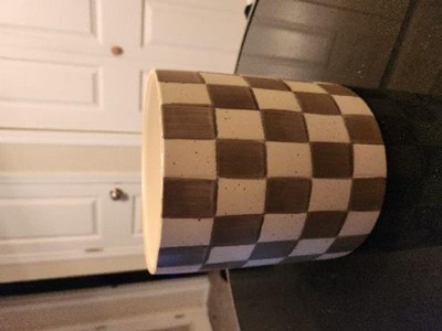 Checker Stoneware Indoor Outdoor Planter Pot Ivory 5.88"x5.88 ...