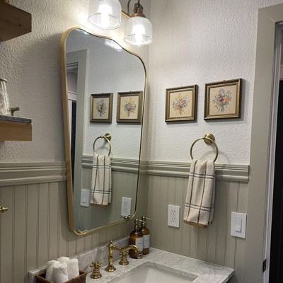 23" X 36" Metal Curved Top Mirror Gold - Threshold™ Designed With ...