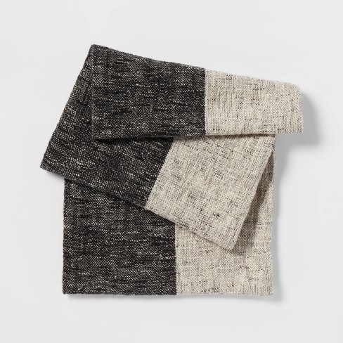 14" X 108" Textured Yarn Dye Colorblock Textured Runner Black ...