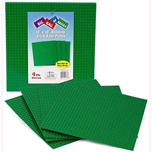 Scs Direct Brick Building Blocks Large Green 10x10" Baseplates(4pcs ...