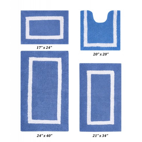 Better Trends Hotel Reversible Bath Rug, 100% Cotton, 4 Piece Set (17 ...