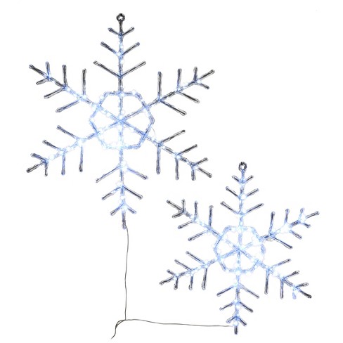 20" & 24" Prelit Led Ice Crystal Snowflake White Micro Lights ...