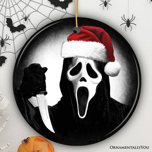 Bone Chilling Scarface Mask With Santa Hat Ornament, Nightmarish ...