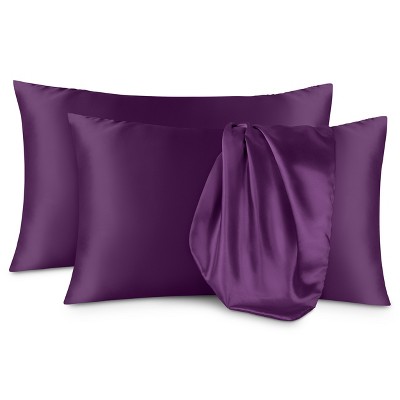 2 Pcs Standard Plum Satin Pillowcase Set By Bare Home : Target