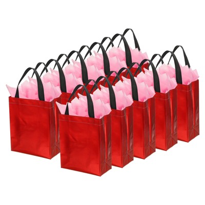 Unique Bargains Reusable Non-woven Metallic Shiny Gift Bags With Tissue ...